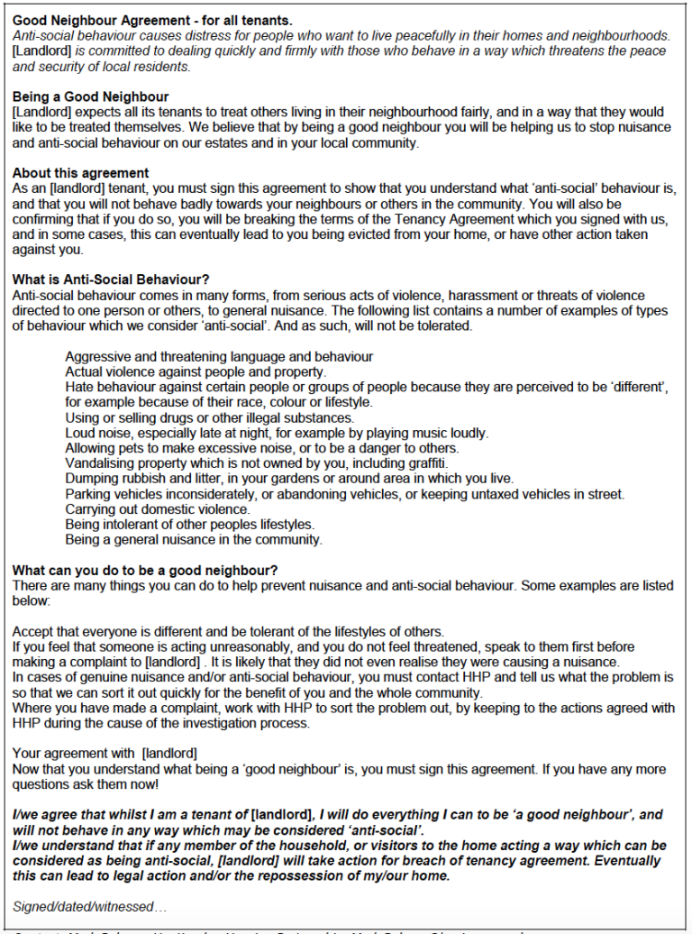 Recommendations on neighbour disputes - Antisocial behaviour orders and ...